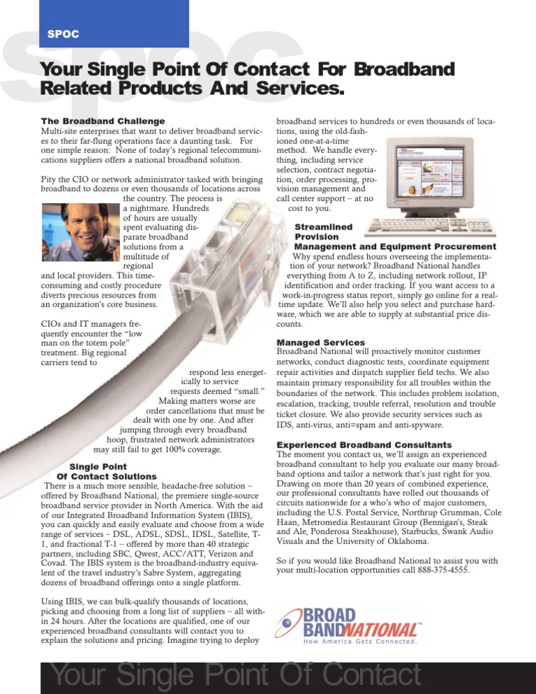 Single Point of Contact | PDF | Broadband | Computer Networking