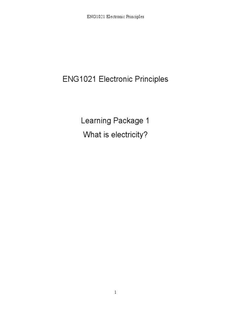 ENG1021 Electronic Principles | PDF | Volt | Electric Current