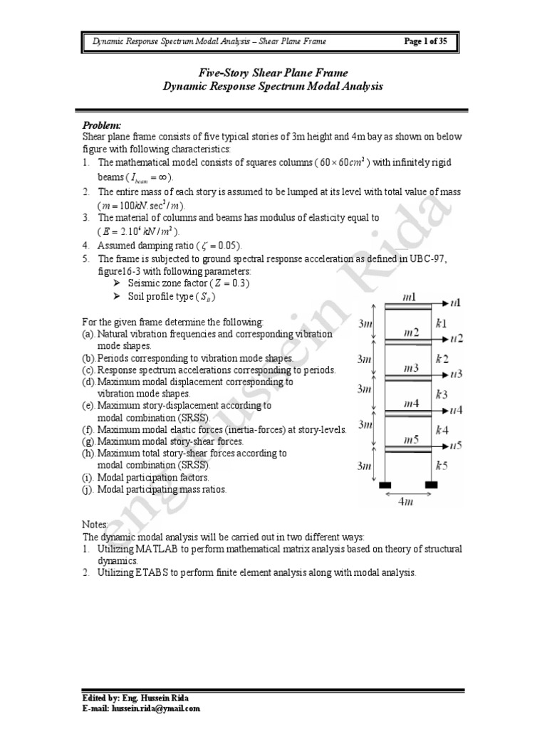 Dynamics Response Spectrum Analysis - Shear Plane Frame | PDF | Eigenvalues And Eigenvectors ...