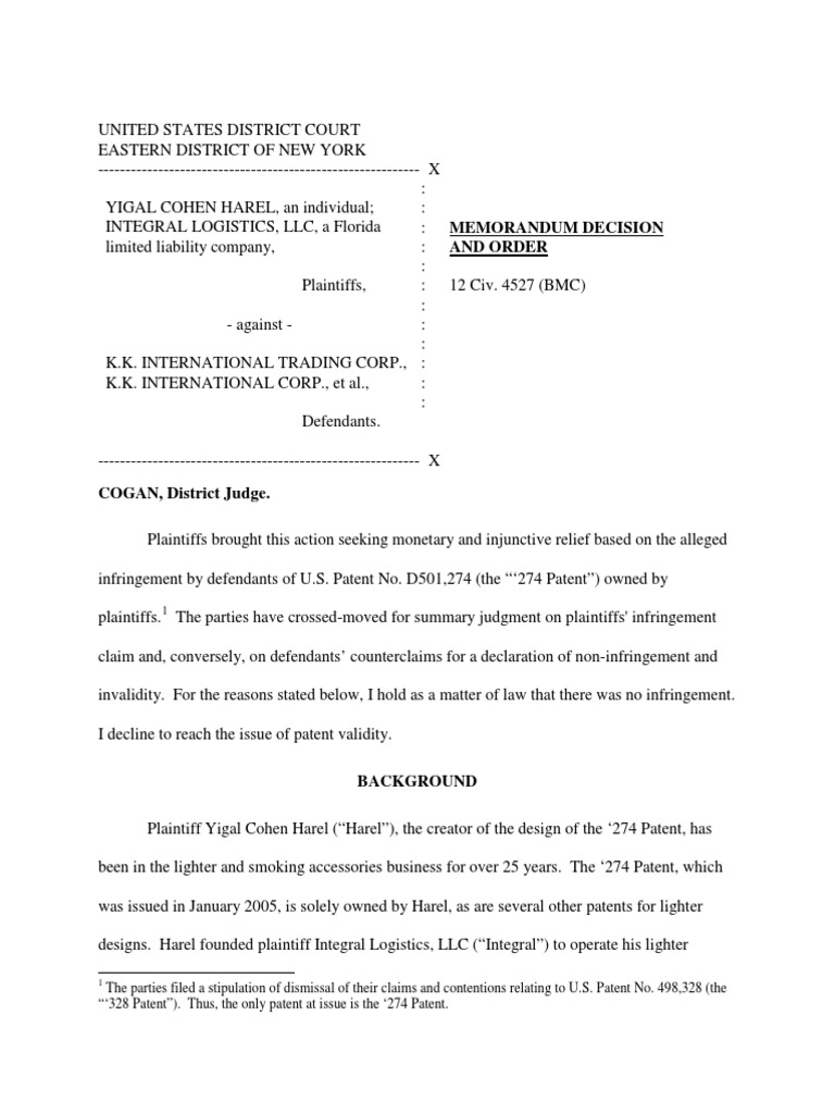 Harel v. K.K. - Order Granting Summary Judgment | PDF | Summary ...