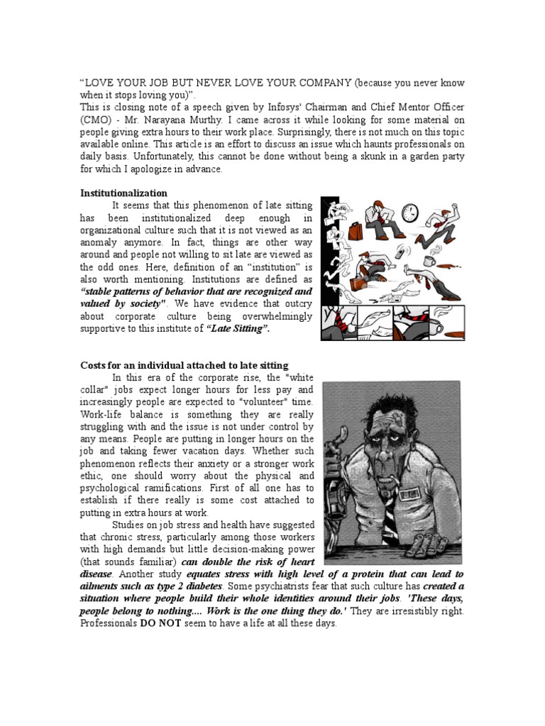 Late Sitting | PDF | Organizational Culture | Occupational Stress