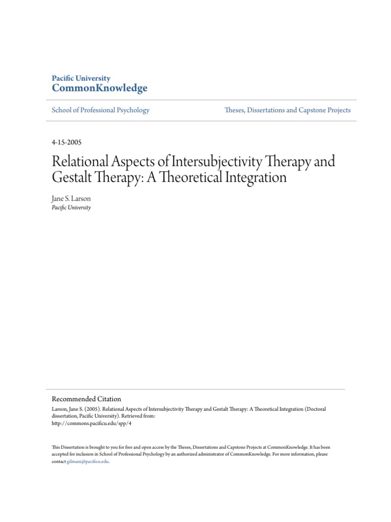 Relational Aspects of Intersubjectivity Therapy and Gestalt Thera | PDF ...