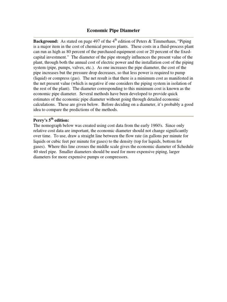 Economic Pipe Diameter Analysis | PDF