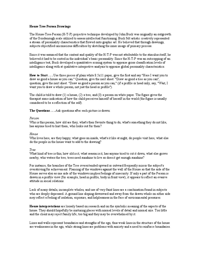 House Tree Person Drawings | PDF | Psychiatry Related Fields | Applied ...