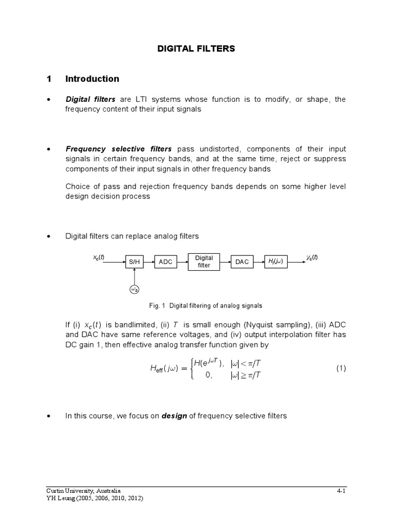 Digital Filters: Design and Analysis | PDF | Algorithms | Systems Science