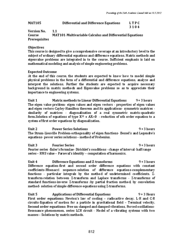 Mat105 Differential-And-difference-equations TH 1.10 Ac26 | PDF | Recurrence Relation ...