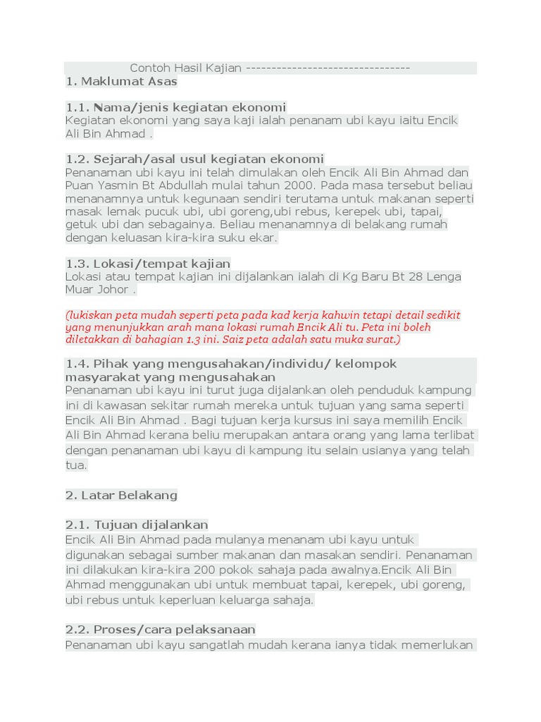 Contoh Hasil Kajian | PDF