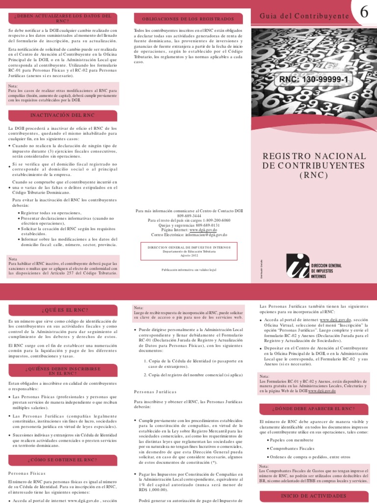 Actualización y Obligaciones del RNC | PDF | Contribuyente | Impuestos