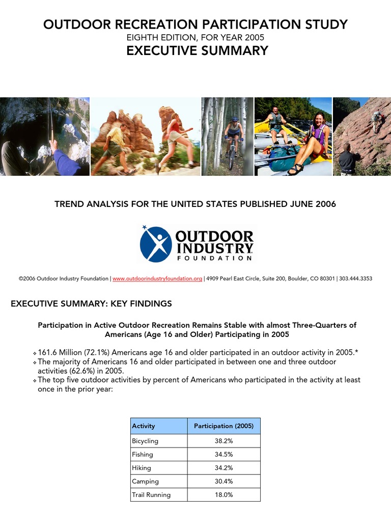 Outdoor Recreation Participation Study | PDF | Outdoor Recreation | Trail