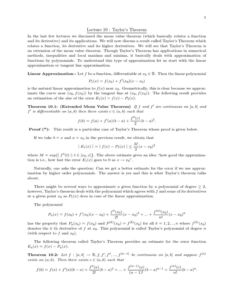 Understanding Taylor's Theorem | PDF | Derivative | Functions And Mappings