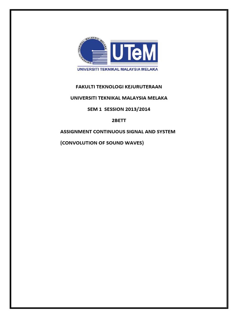 Assignment Signal | PDF | Convolution | Signal (Electrical Engineering)