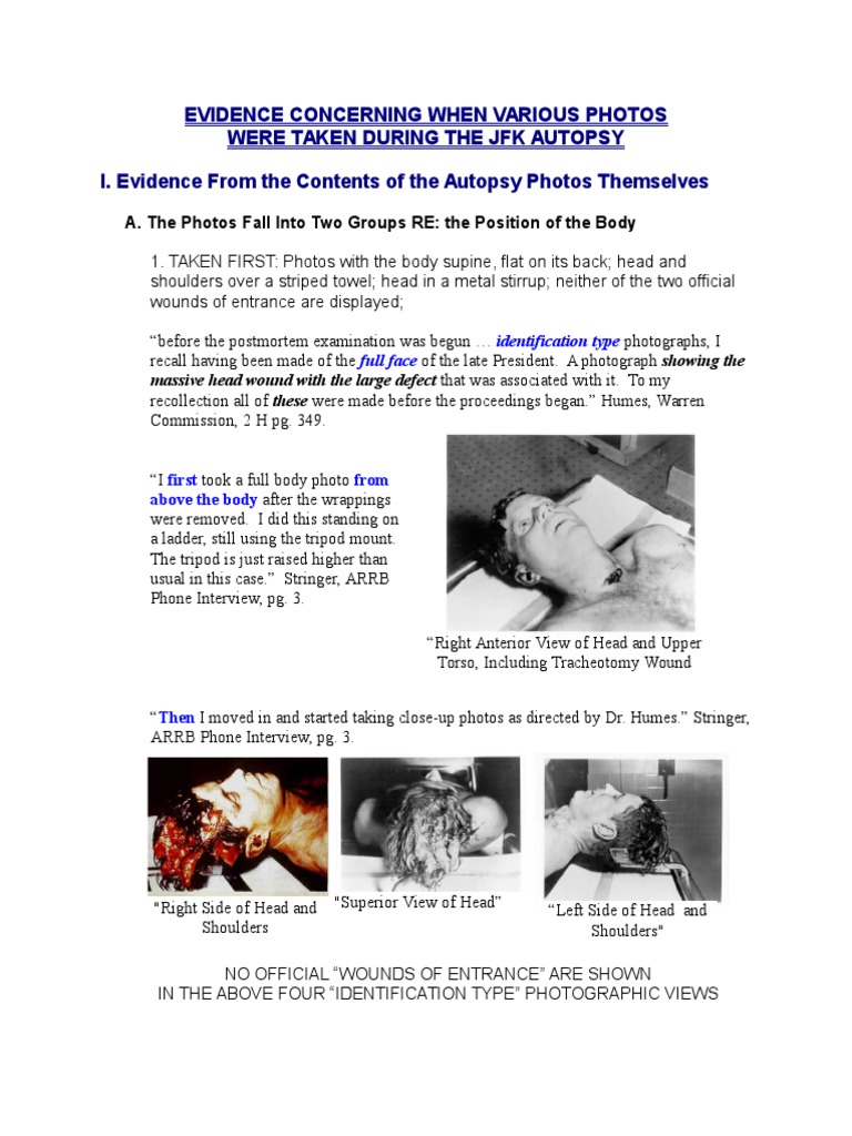 A Chronology of Official Photography During The Autopsy of President ...