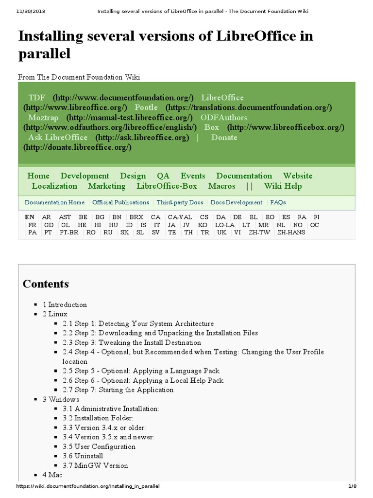 Installing Several Versions of LibreOffice in Parallel - The Document Foundation Wiki | PDF ...