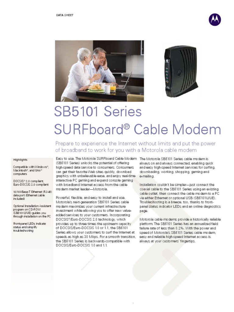 SB5101 Datasheet 706 | PDF | Modem | Internet Access