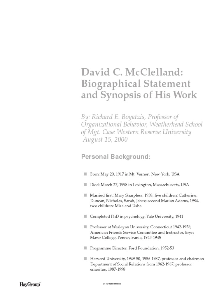 David McClelland | Competence (Human Resources) | Motivation