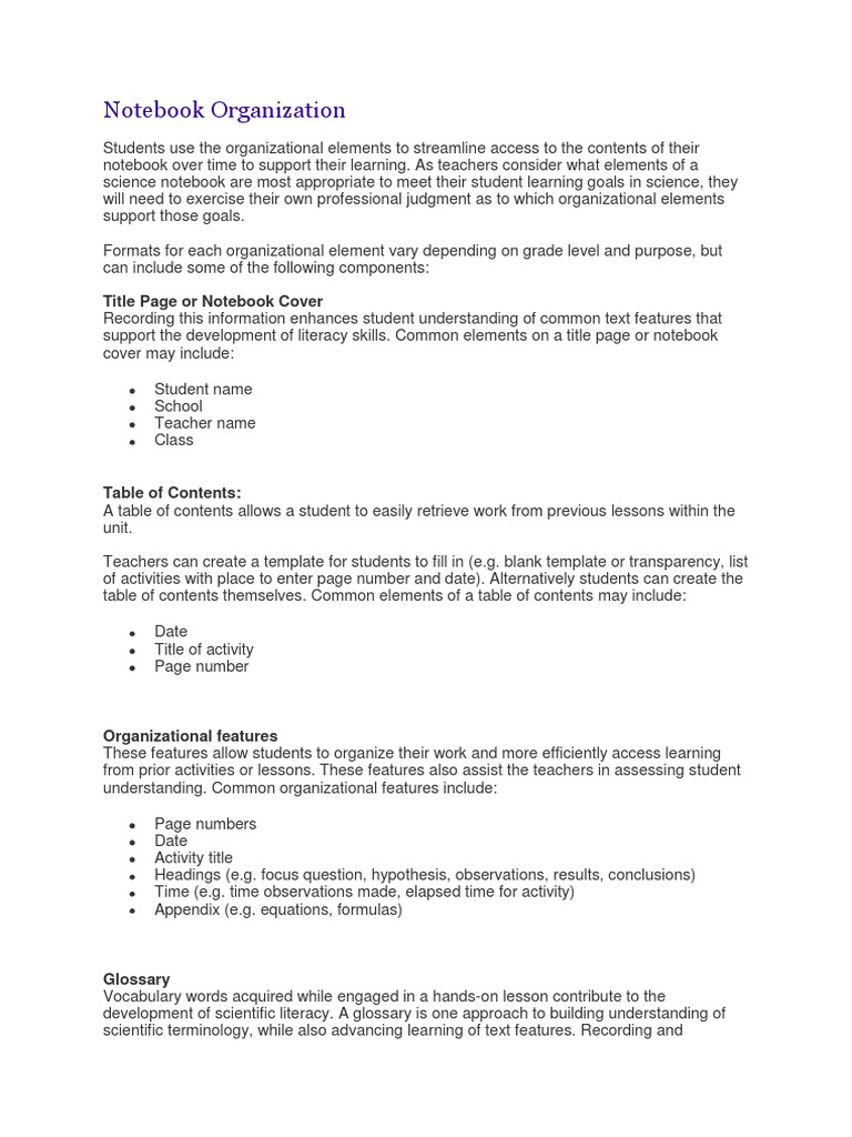 Effective Science Notebook Organization | PDF