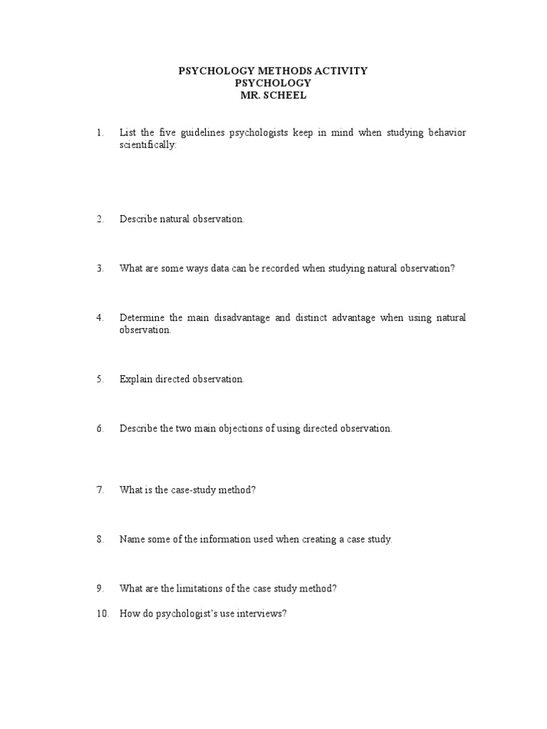Psychology Research Methods Overview | PDF