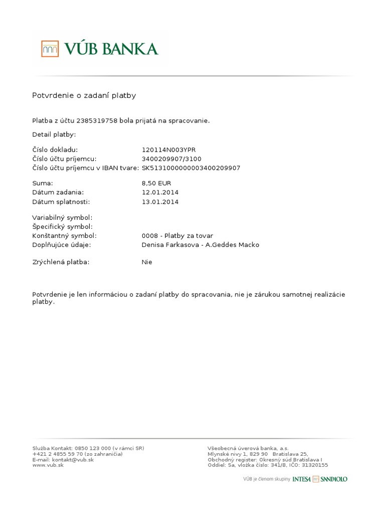 Platba 120114N003YPR | PDF