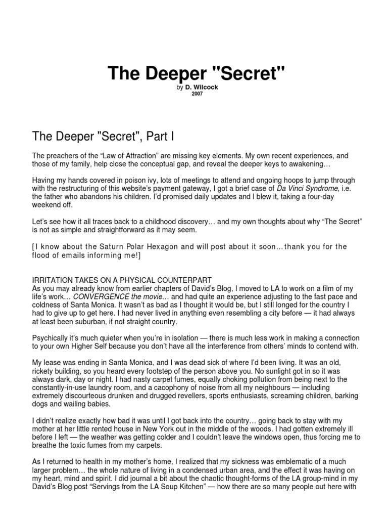 The Deeper "Secret", Part I | PDF | Self | Karma