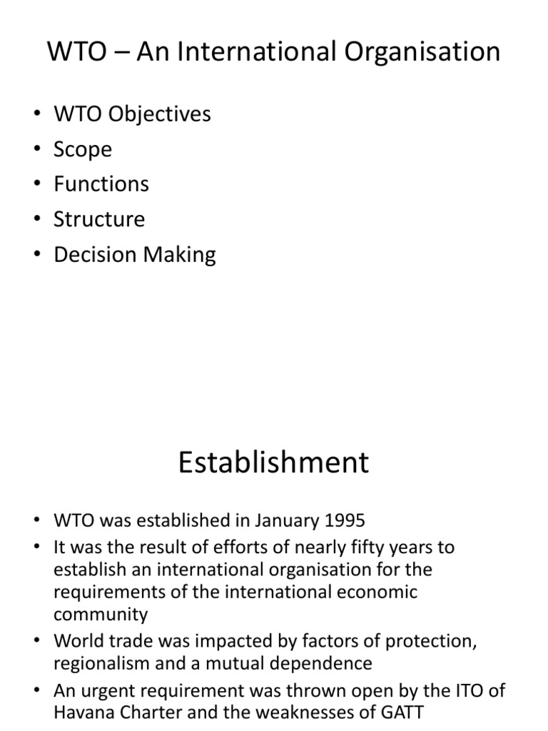 WTO, Objectives, Scope and Functions 2nd January 2012 | PDF | World ...