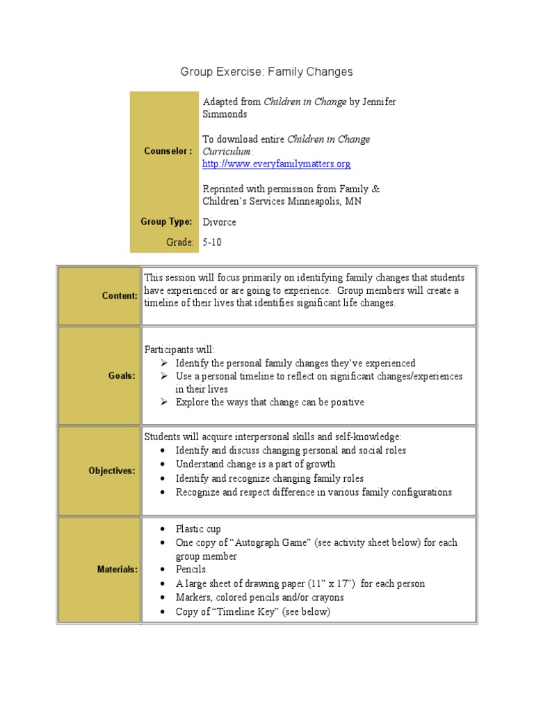Exploring Family Changes Through Timelines and Discussion | PDF