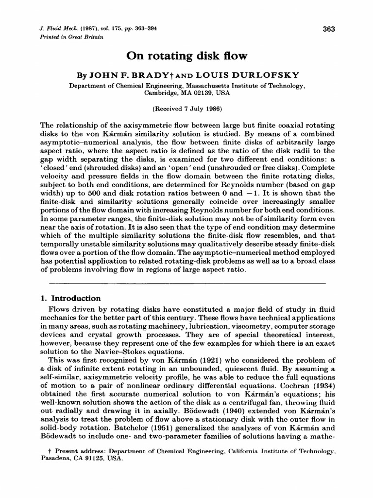 Axisymmetric Flow in Rotating Disks | PDF | Reynolds Number | Fluid ...