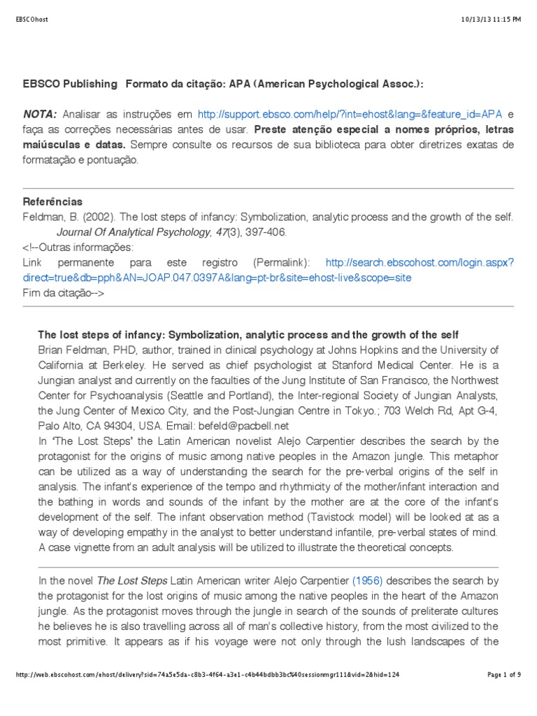 Feldman - The Lost Steps of Infancy | PDF | Psychoanalysis | Attachment ...