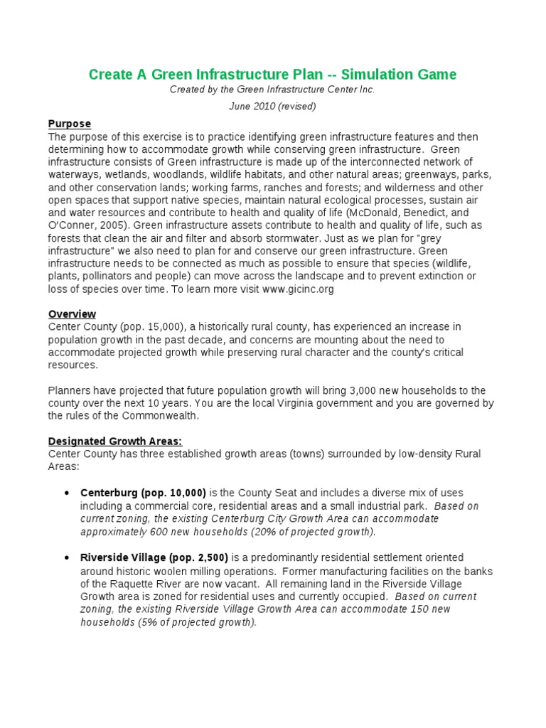 Green Infrastructure Planning Game Guide | PDF | Green Infrastructure ...