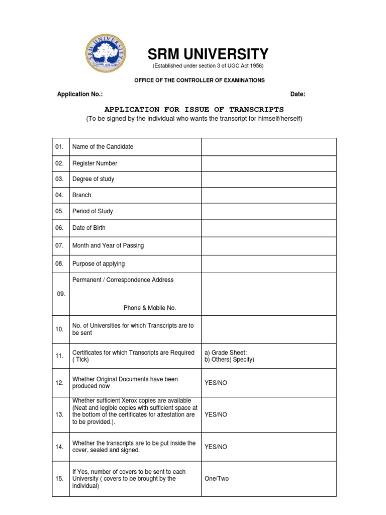 Procedure for Obtaining Transcripts/Attestation of Grade Sheets at SRM ...