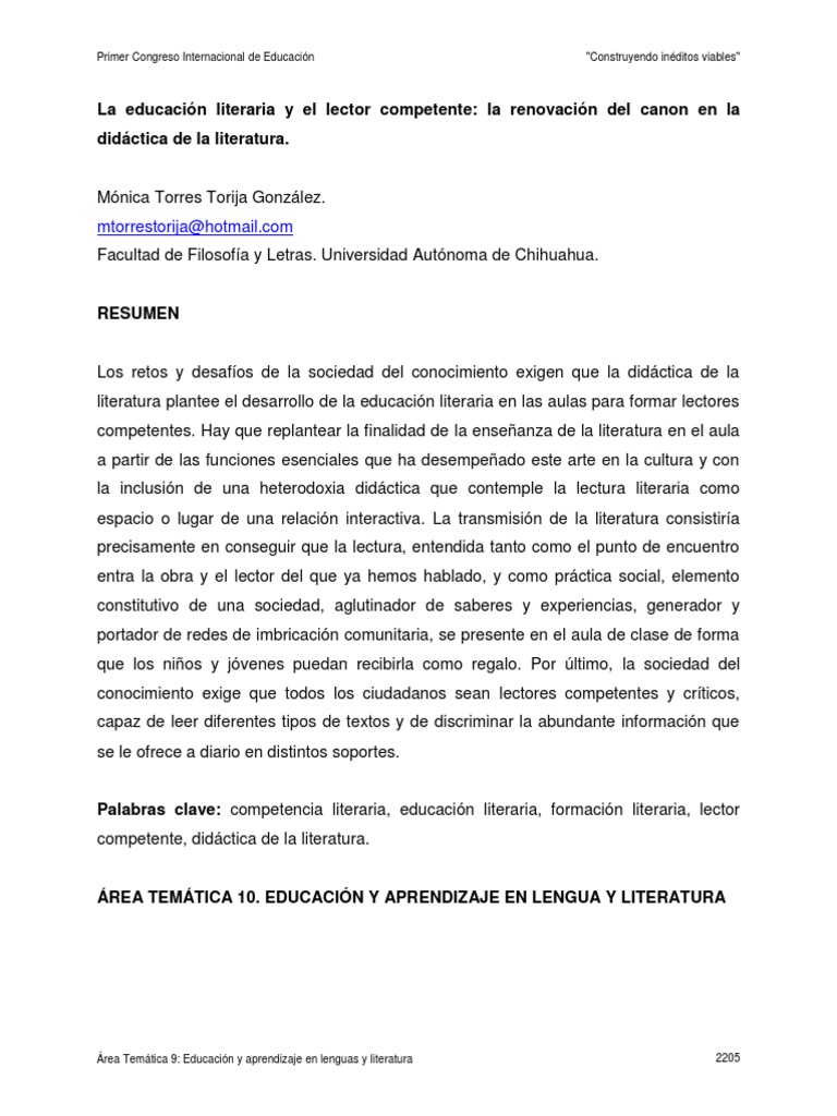 0.torres Torija-Educación Literaria y Lector Competente, Renovación Del ...