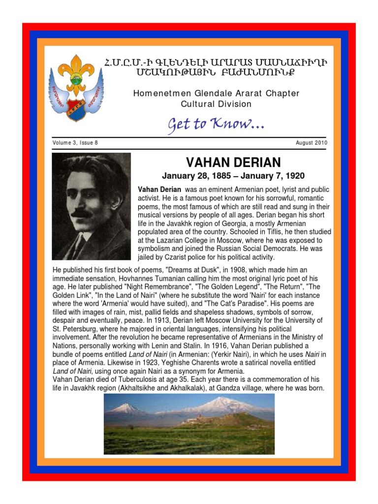 Vahan Derian Presentation by Homenetmen Glendale Ararat | PDF