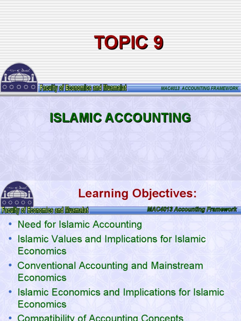 Topic 9 - Islamic Accounting | PDF | Loans | Accounting