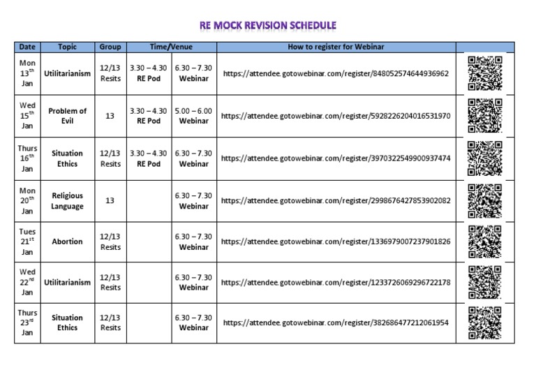 Mock Revision Schedule | PDF