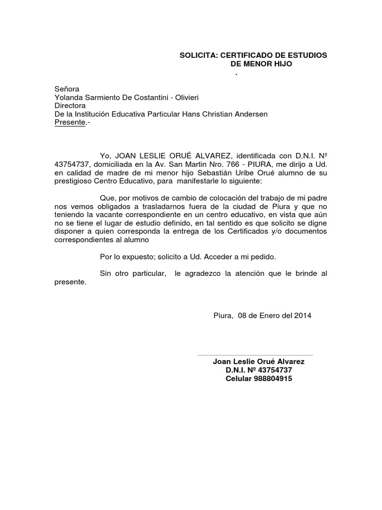 Solicitud de Convalidacion | PDF