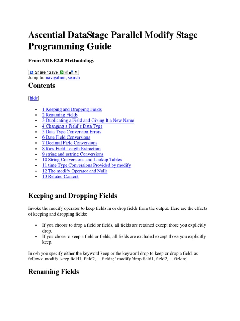 Ascential Datastage Parallel Modify Stage Programming Guide Pdf Rounding String Computer