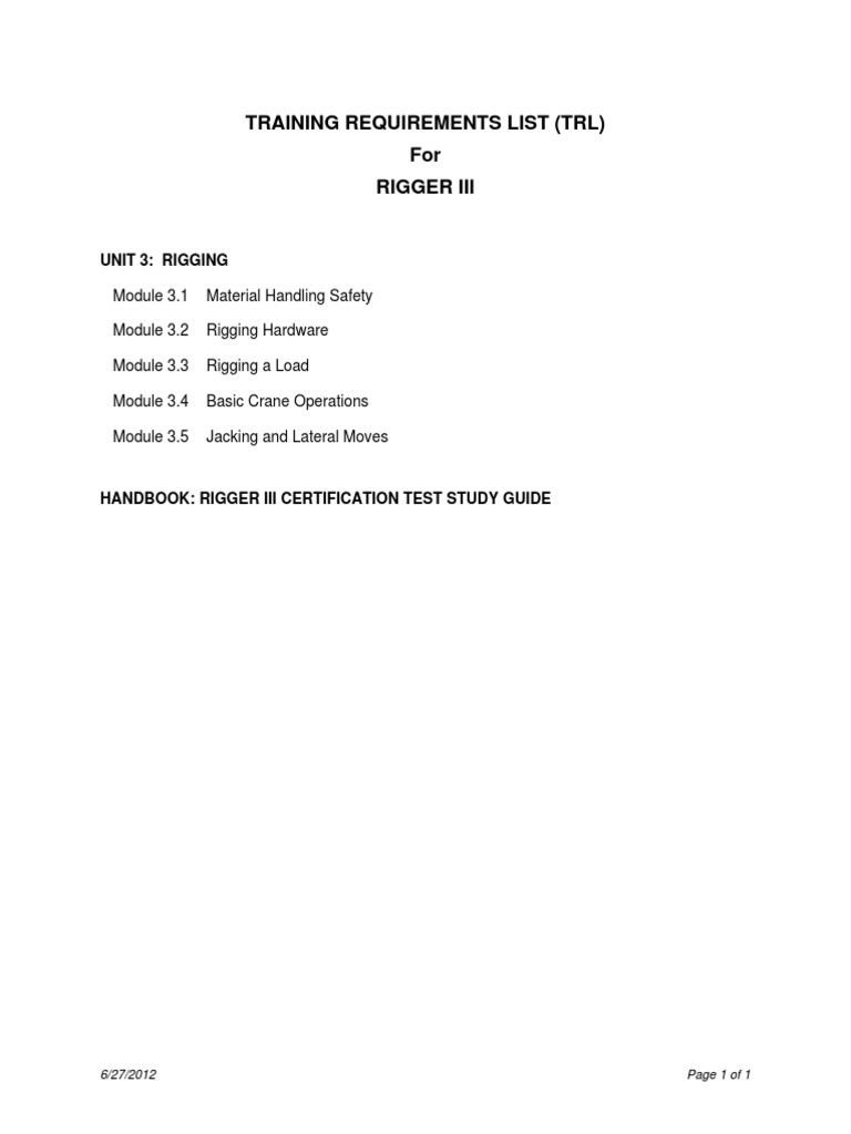 Rigger III Certification Training Guide | PDF