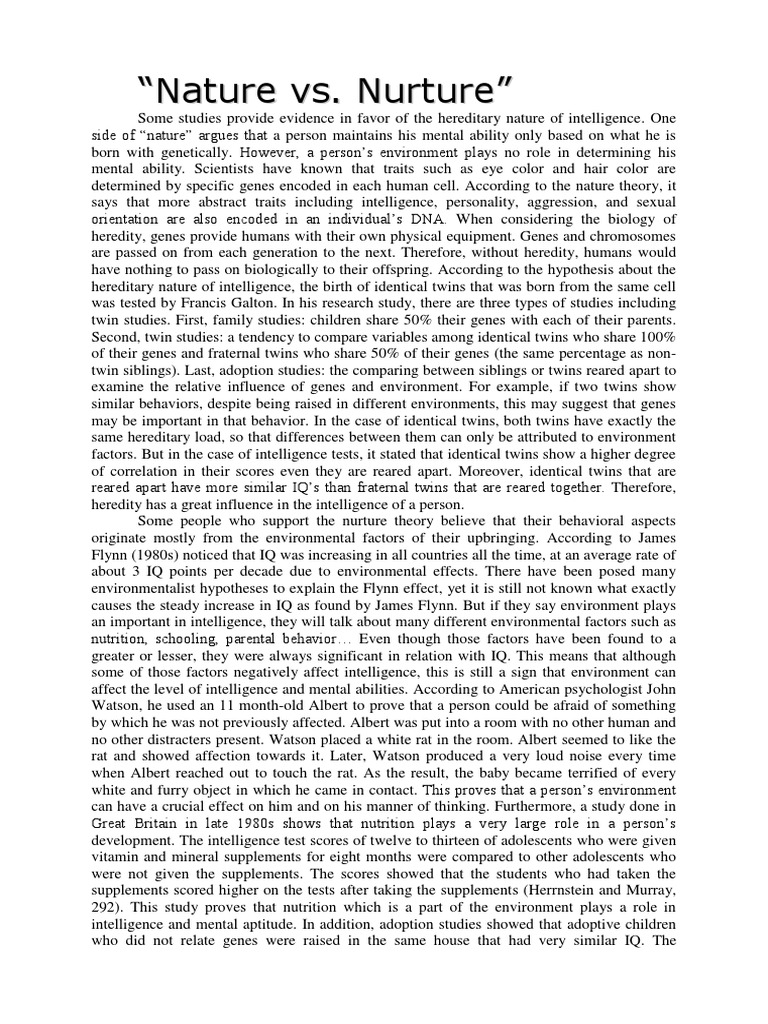 Nature vs. Nurture | PDF | Nature Versus Nurture | Heredity