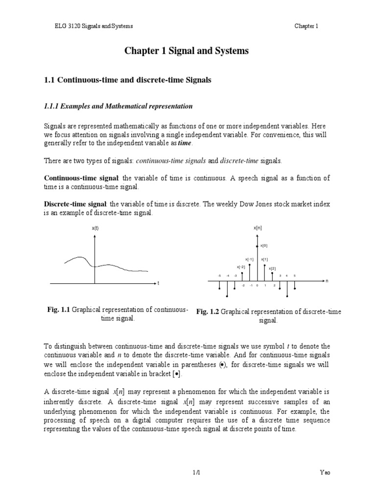 Chapter 1 Signal and Systems | PDF | Signal (Electrical Engineering ...