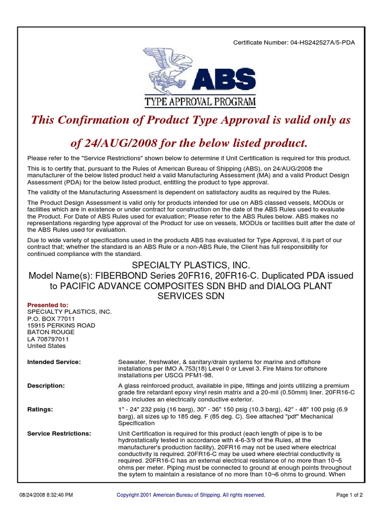 Abs Typeapp Fiberbond 20fr16 y 16 C | PDF | Electrical Resistivity And ...