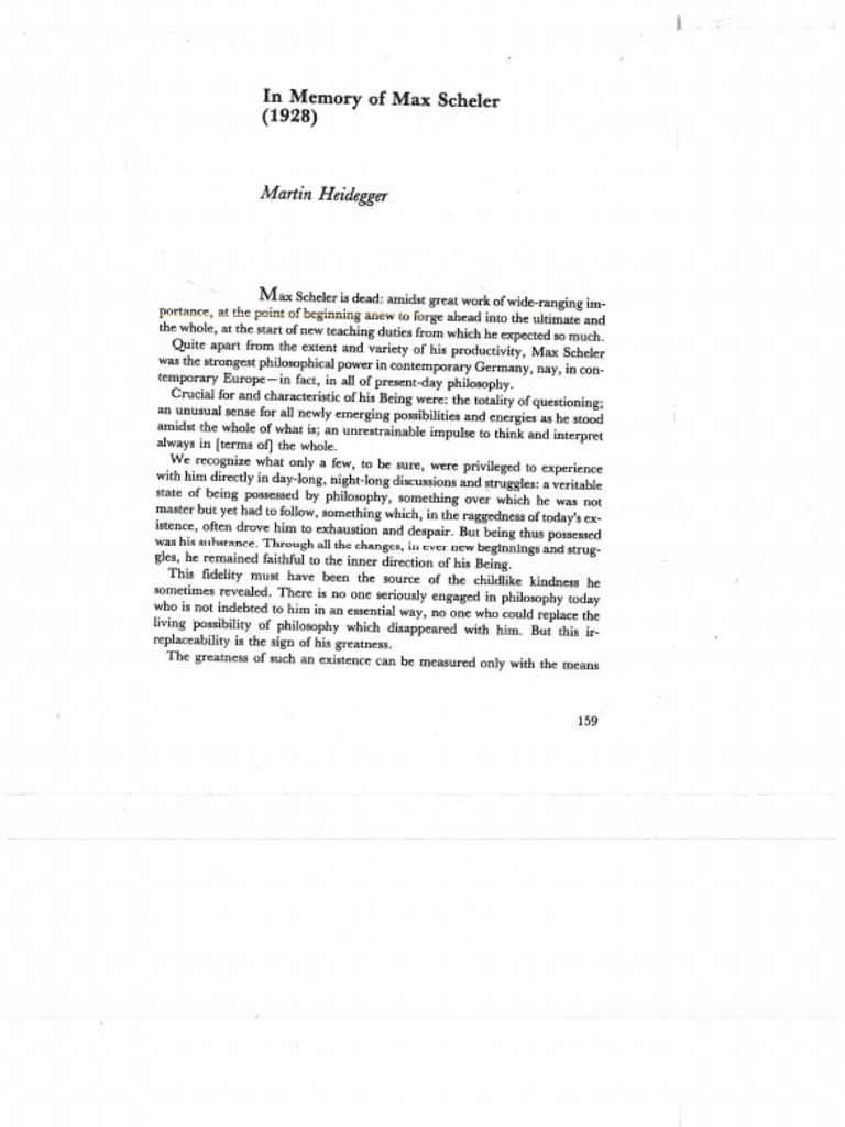 1928 in Memoriam Max Scheler | PDF