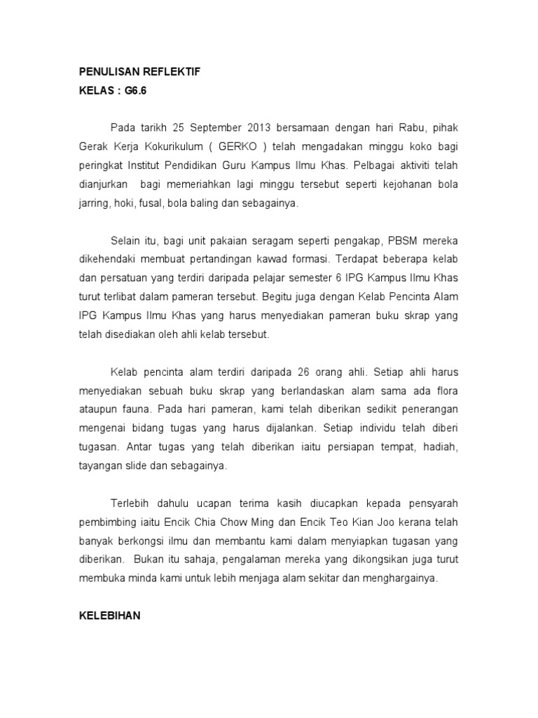 Penulisan Reflektif | PDF