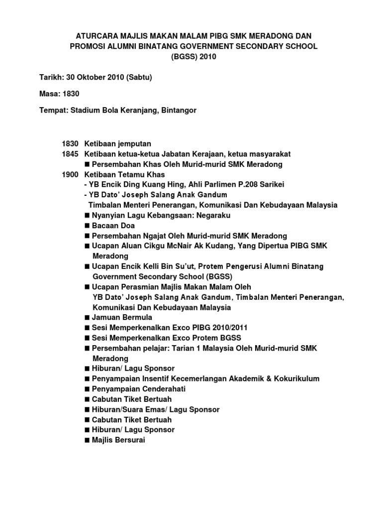 Aturcara Majlis | PDF