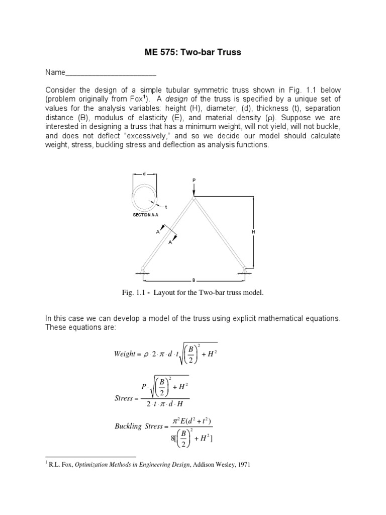 Twobar | PDF | Buckling | Mathematical Optimization