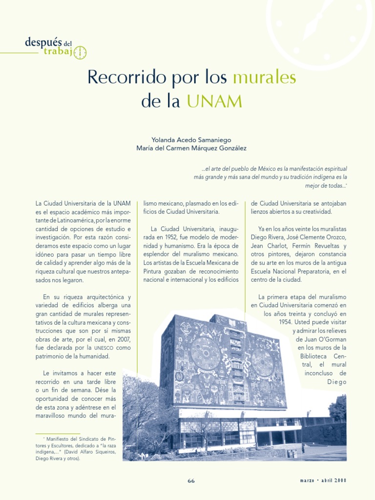 110 - Recorrido Por Los Murales de La UNAM PDF | PDF | México | Cultura (general)