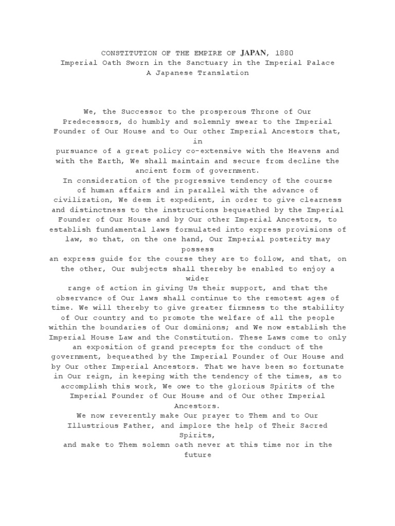 A Japanese Translation of The Constitution of Japan Oath. | PDF ...