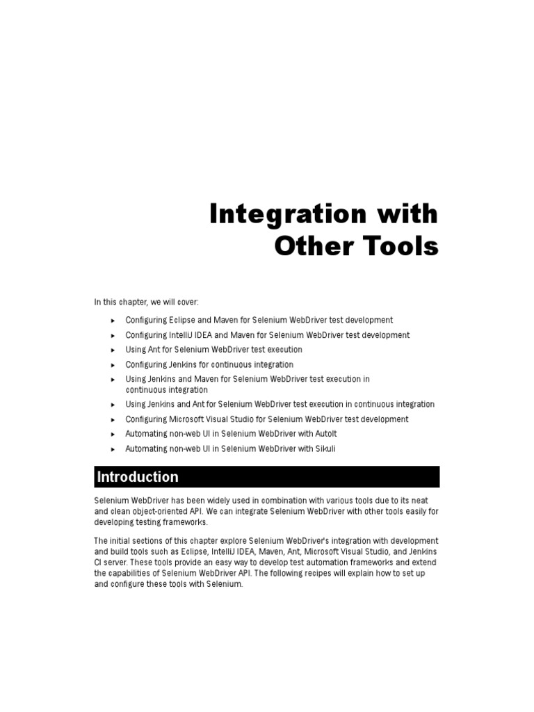 Integration With Other Tools | PDF | Selenium (Software) | Eclipse ...