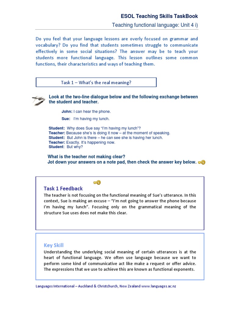 Functional Language | English As A Second Or Foreign Language | English ...