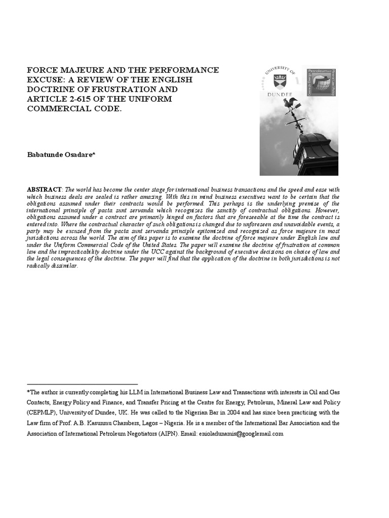 Force Majeure | Download Free PDF | Uniform Commercial Code ...