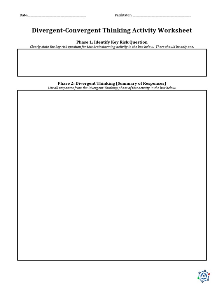 Divergent-Convergent Thinking Activity Worksheet | PDF