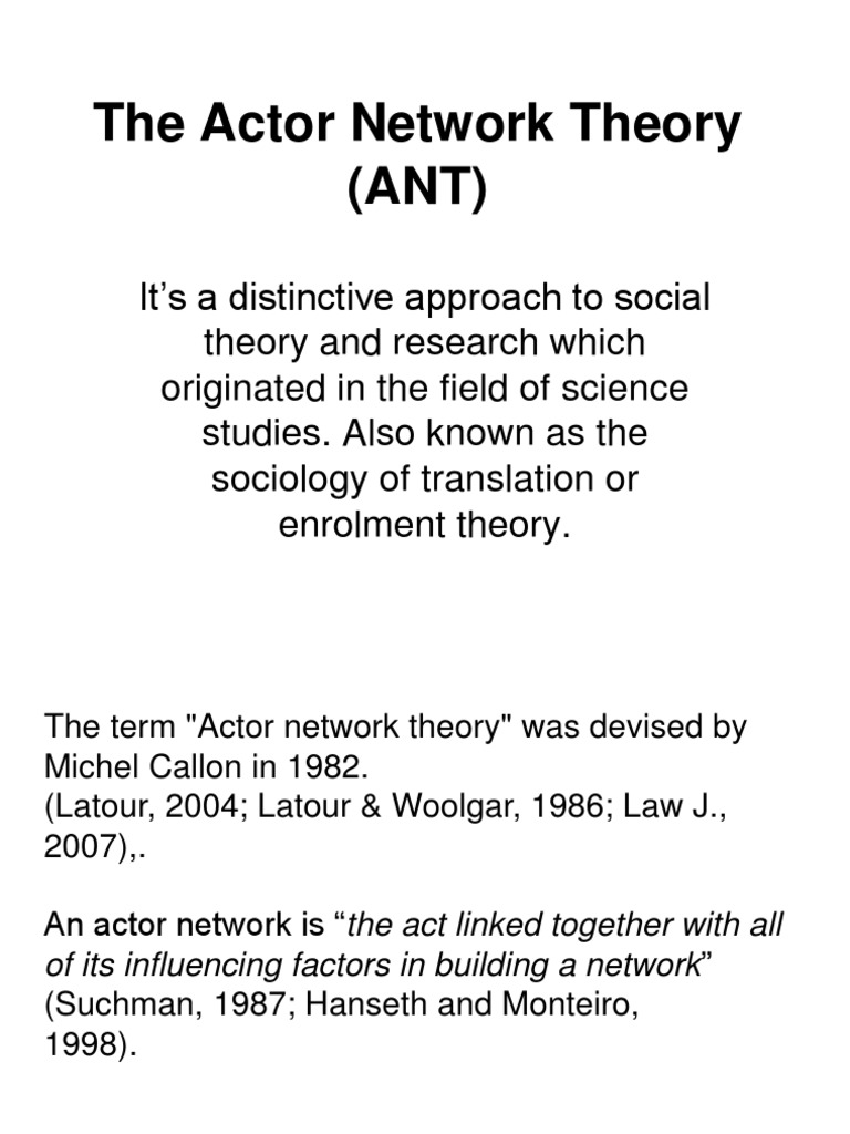 Actor Network Theory | PDF | Philosophical Theories | Cognitive Science